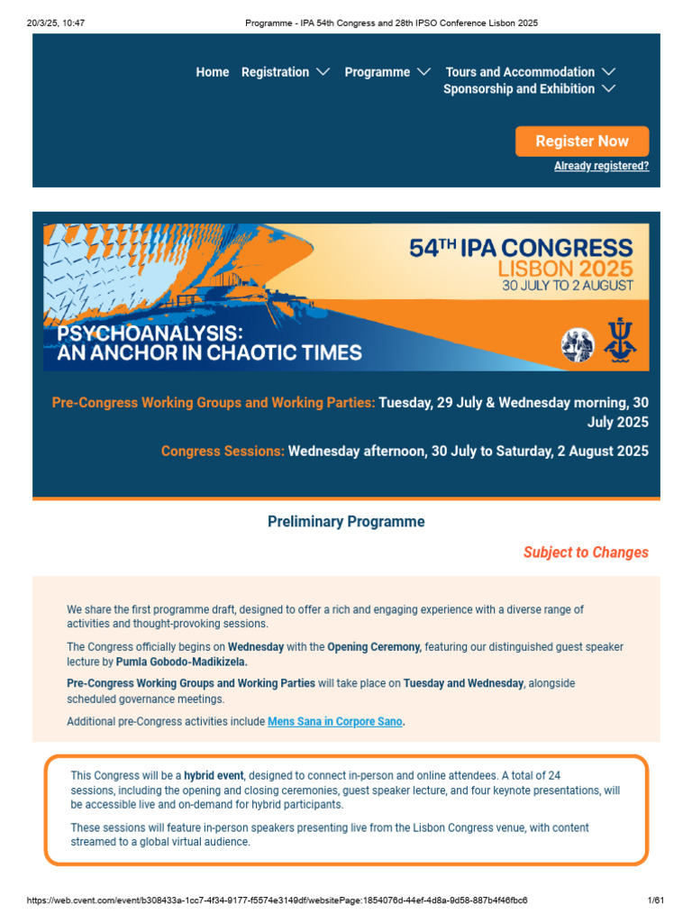 Programme - IPA 54th Congress and 28th IPSO Conference Lisbon 2025 ...