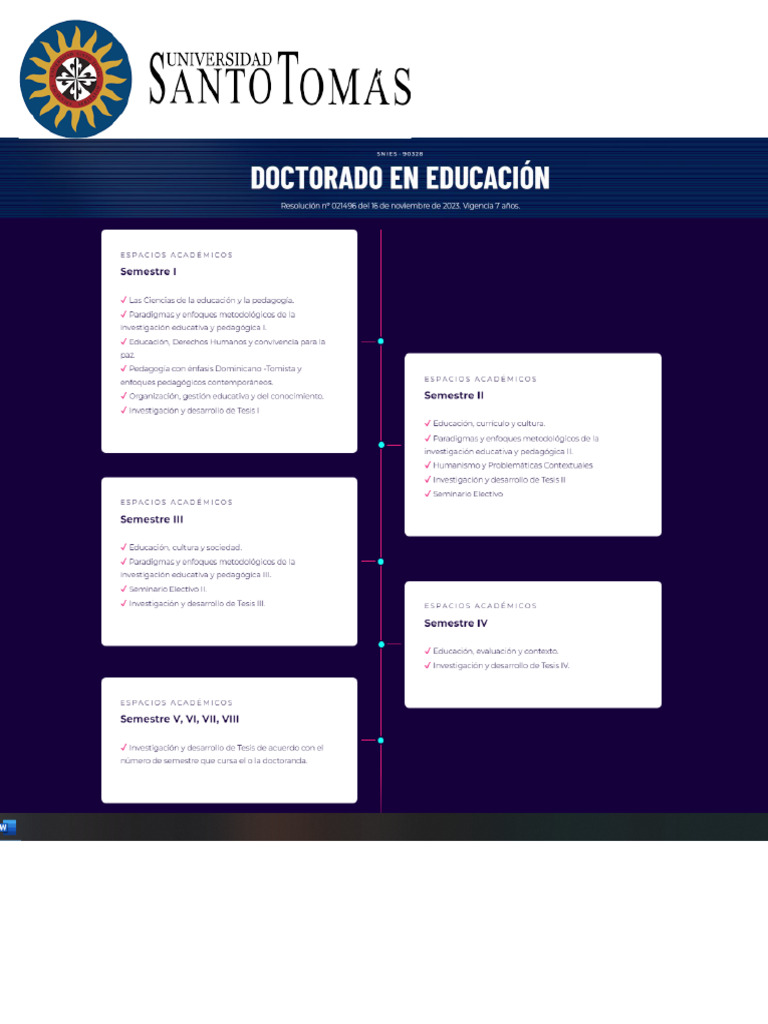Pensum Doctorado en Educacion Santotomas | PDF