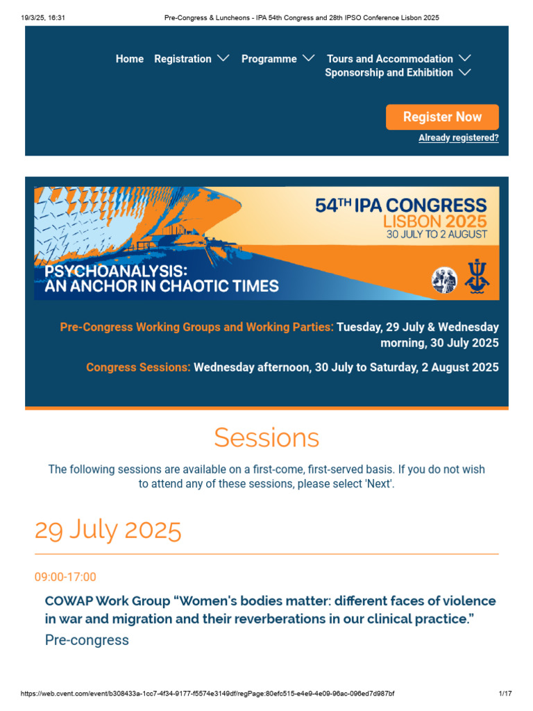 Pre-Congress & Luncheons - IPA 54th Congress and 28th IPSO Conference ...
