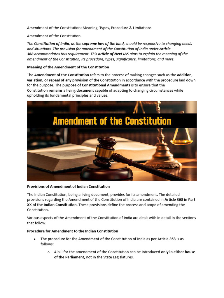 Amendment of The Constitution | PDF | Constitutional Amendment | Supermajority
