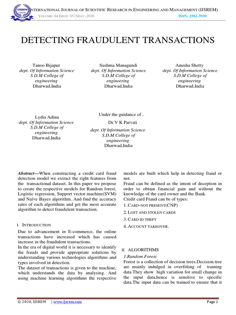Detecting Fraudulent Transactions | PDF | Logistic Regression | Regression Analysis