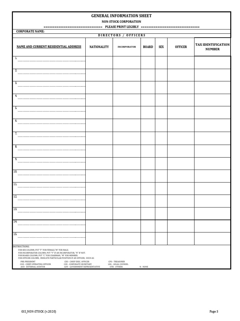 Non-Stock Corporation GIS Template | PDF