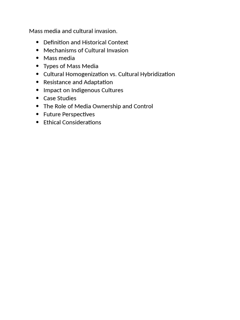 Mass Media and Cultural Invasion | PDF