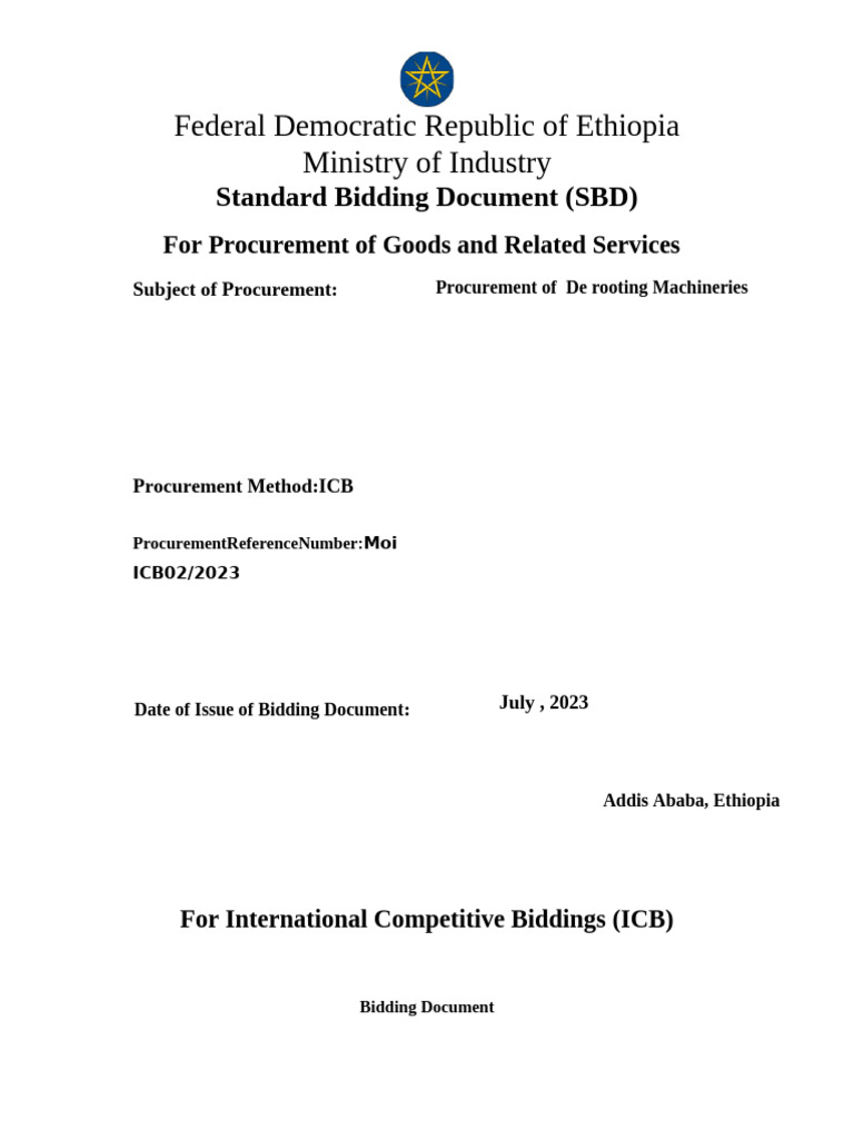 Standard Bidding Document - Docx 2 For Icb | PDF | Specification ...