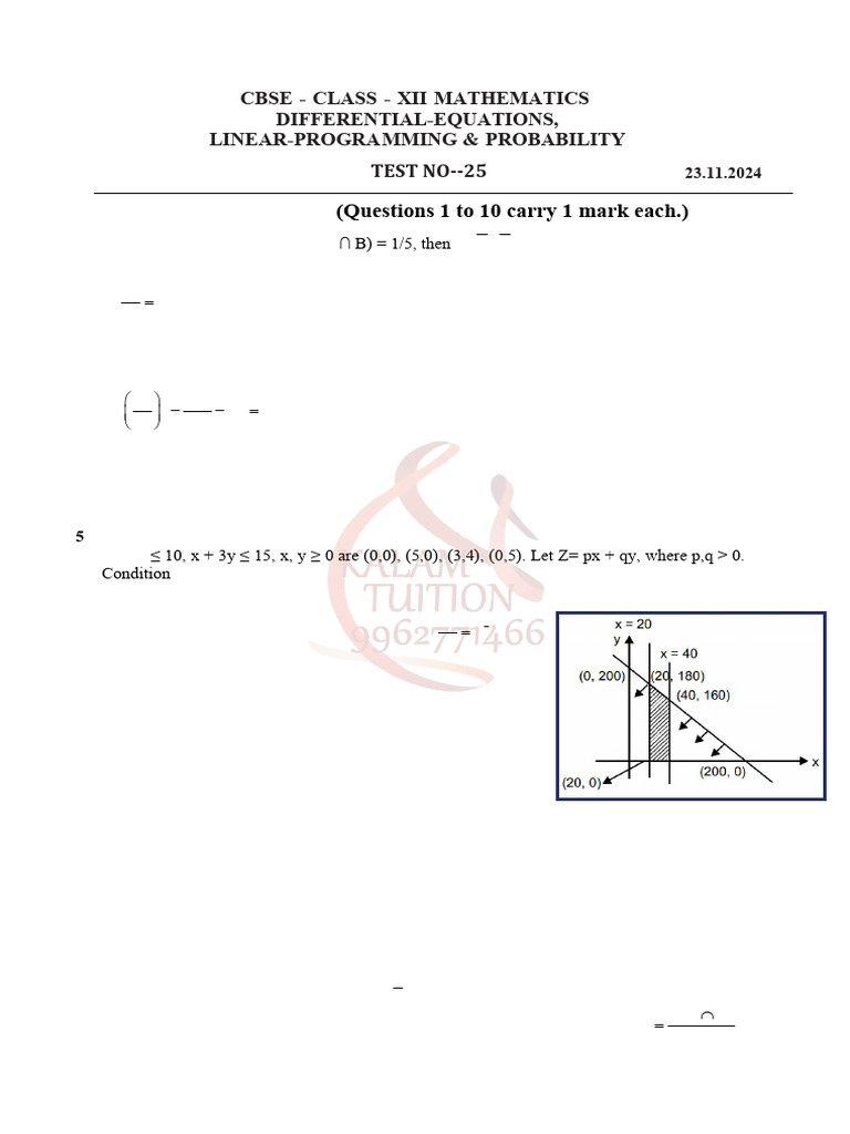 Test No - 25 - D.E LPP Prob | PDF | Equations | Applied Mathematics