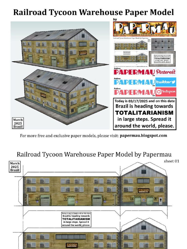 Railroad Tycoon Warehouse Paper Model - by Papermau - 17 03 2025 | PDF