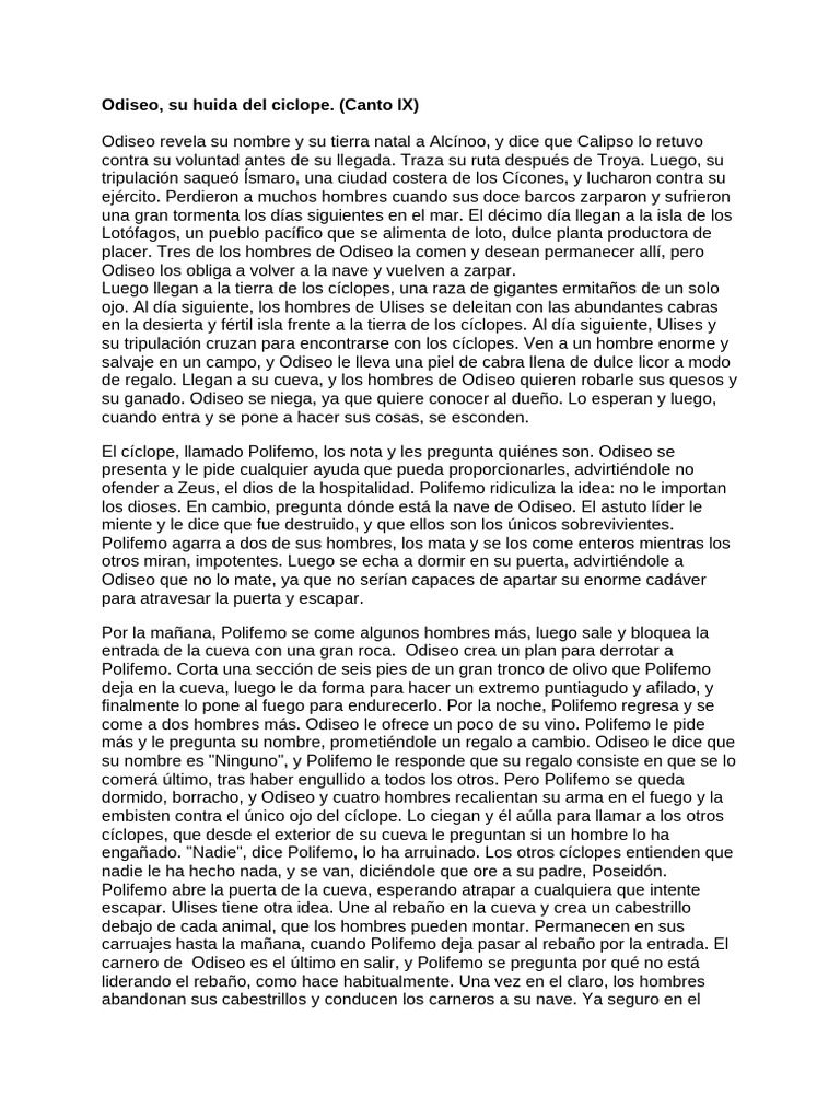 Canto IX. Odisea | PDF | Odiseo