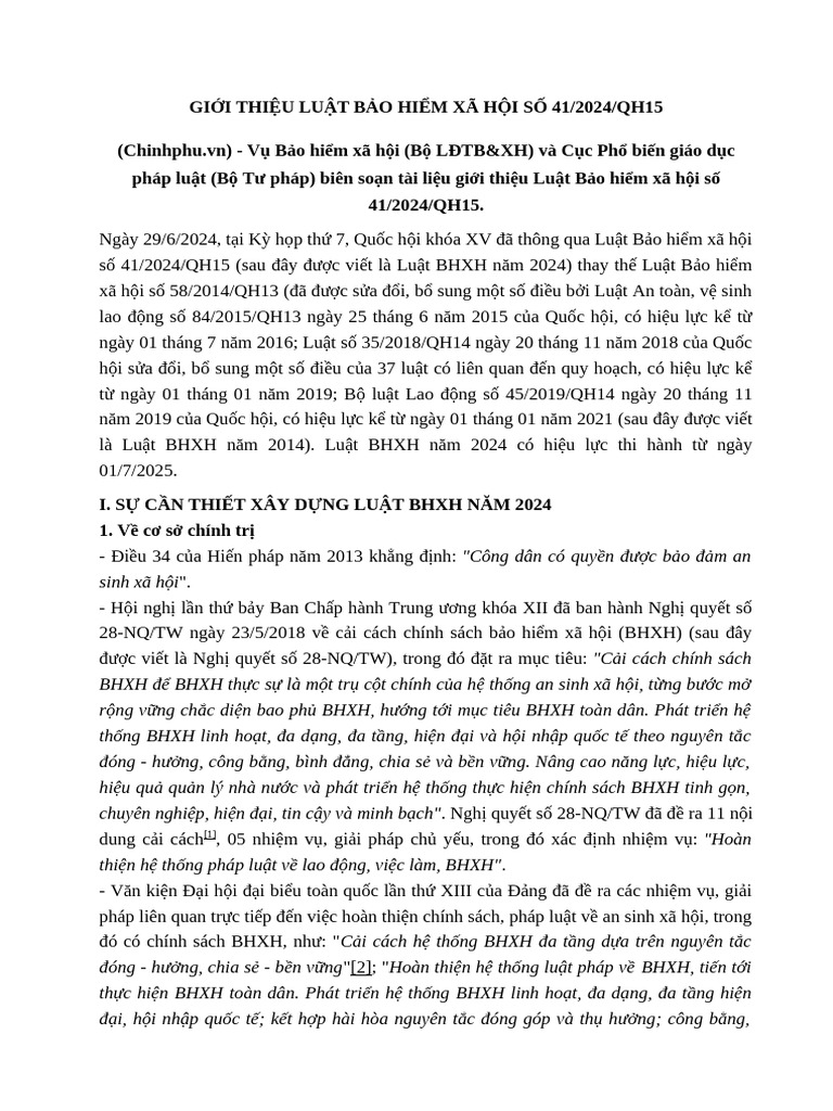 TL Gioi Thieu Luat BHXH 2024 | PDF