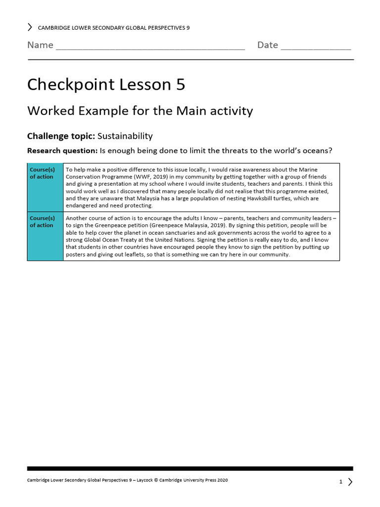 Checkpoint Lesson 5 Worked Example For The Main Activity | PDF