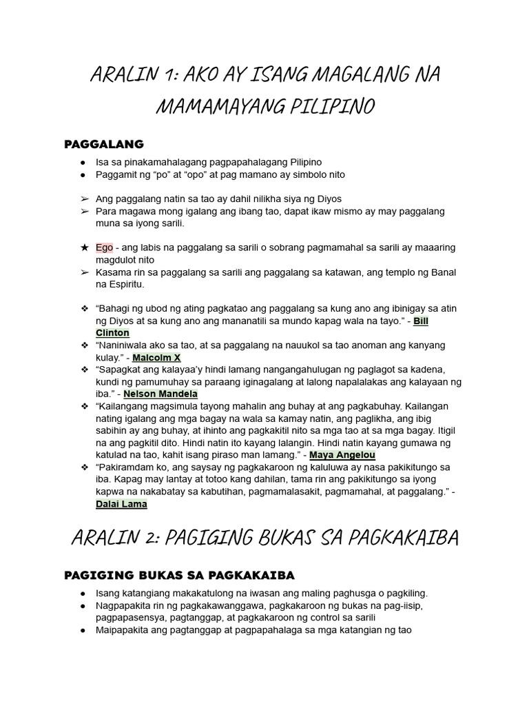 Esp 1st Grading Reviewer | PDF