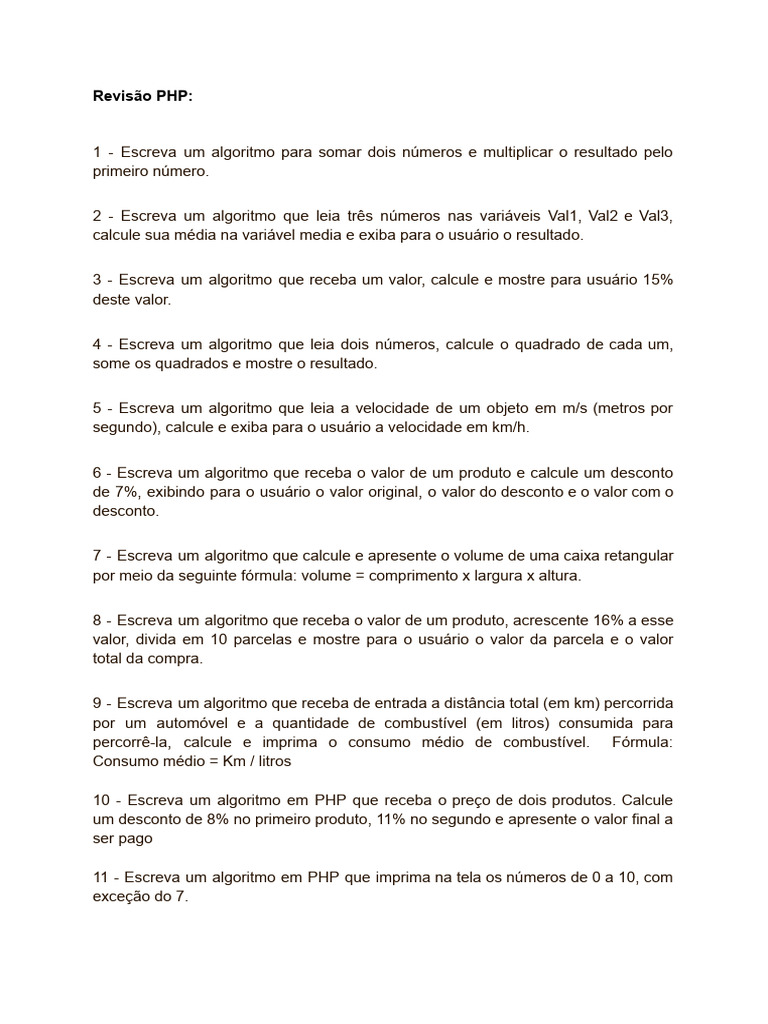 Exercícios PHP | PDF | Salário