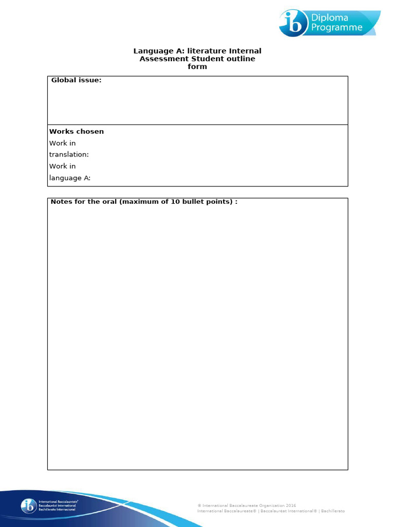 English A Literature - Individual Oral - Outline Form (3) | PDF