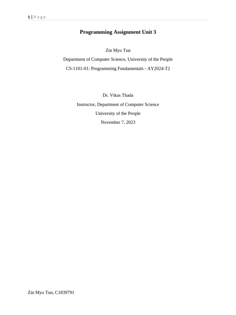 Programming Assignment Unit 3 by Zin Myo Tun | PDF | Mathematics | Computing