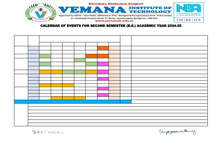 II Sem Calendar of Events COE 2024-25-1 | PDF | Higher Education | Academia