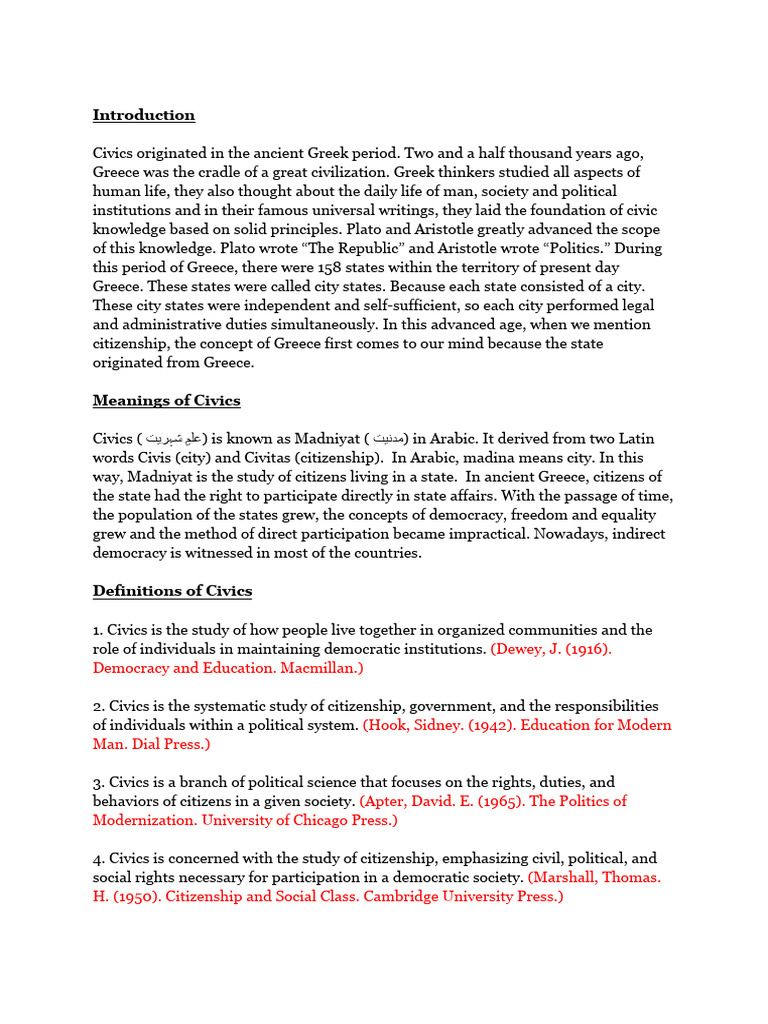 Civics and Community Engagement - Introduction | PDF | Civics | Citizenship