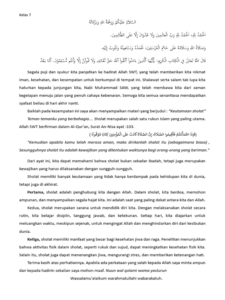 Teks 3. Keutamaan Sholat 7 | PDF