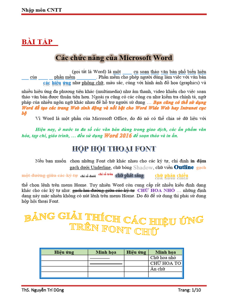 1.BaiTap_Word_NhapMon | PDF