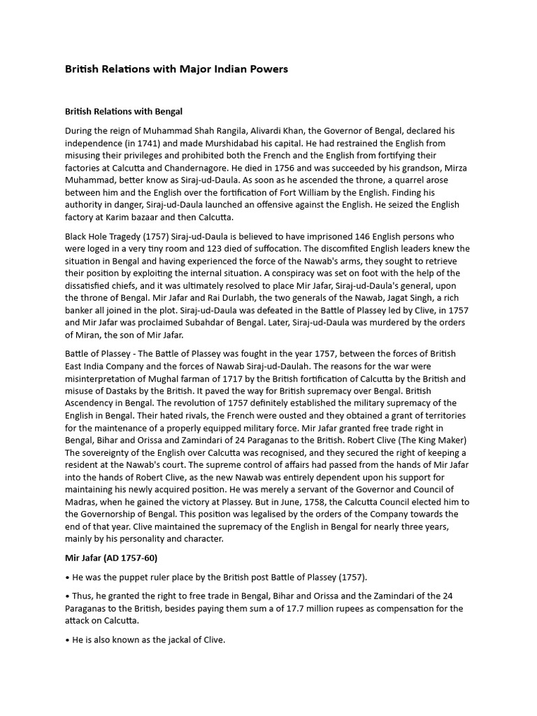 British Relations with Indian Powers | PDF | British India