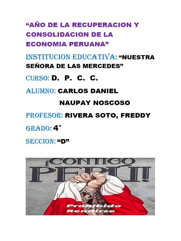 Año de La Recuperacion y Consolidacion de La Economia Peruana | PDF