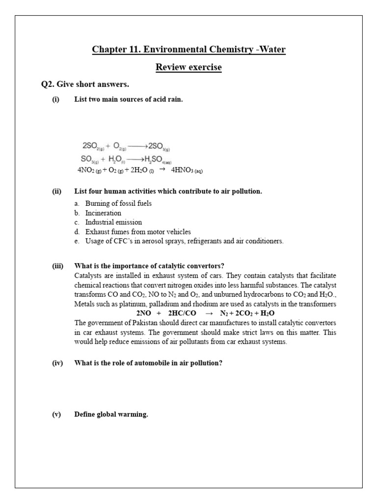Grade 9 Chapter 11. Review Exercise | PDF | Exhaust Gas | Greenhouse Effect