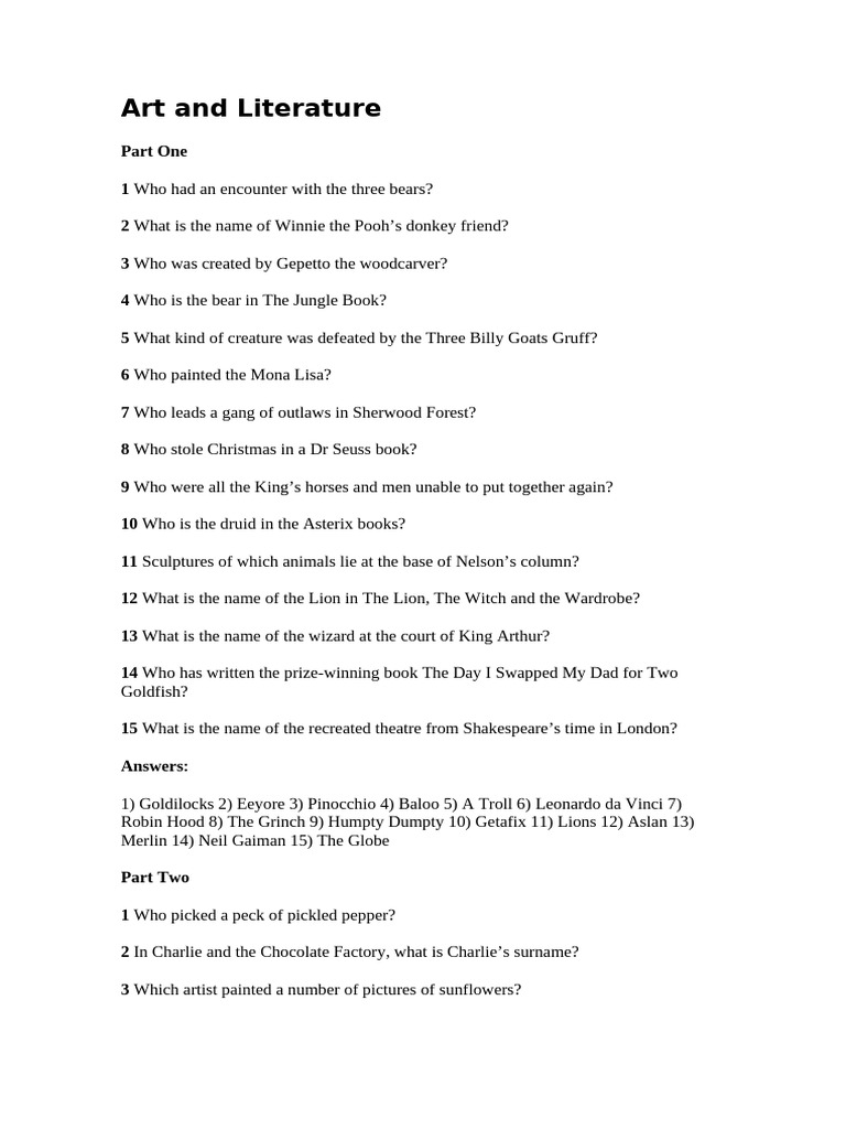 Kids Trivial Pursuit Questions | PDF