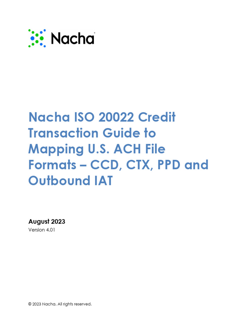 NACHA - ISO20022 - Guide - Pain.001 - Credit 08-09-23 | PDF | Invoice ...