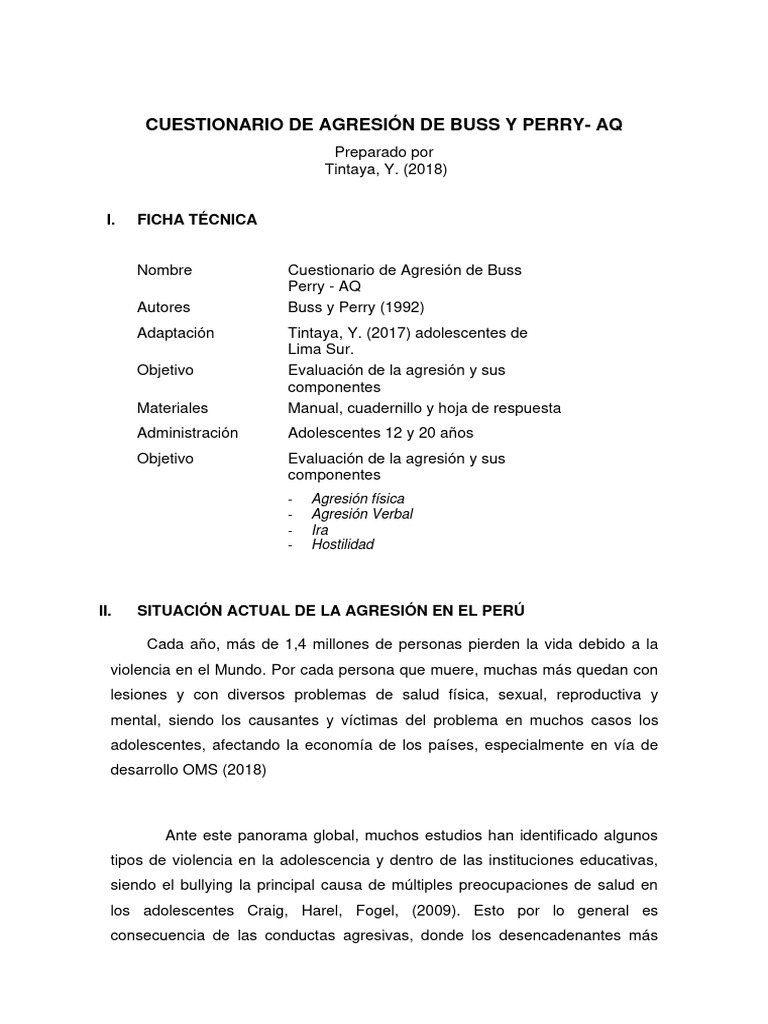 Manual Buss - y - Perry 2018 Adaptado A Perú | PDF | Agresión | Violencia