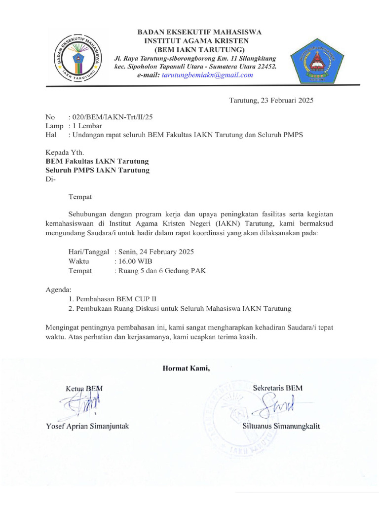 Surat Undangan BEM | PDF