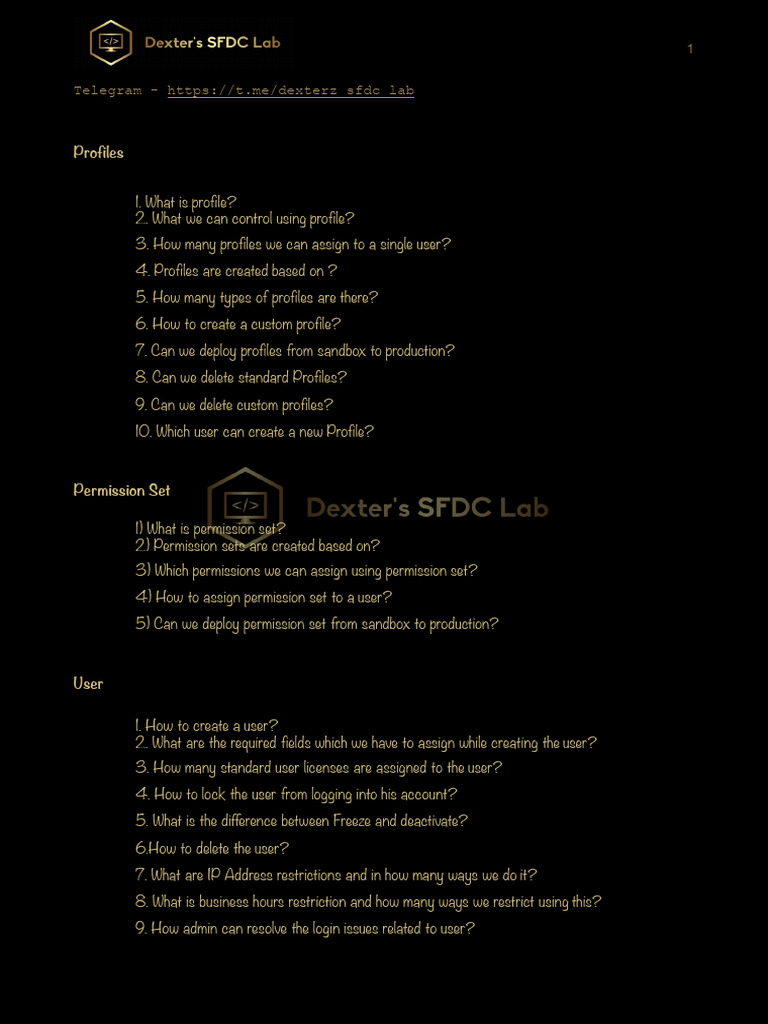 Admin Interview Question - Dexter's SFDC Lab | PDF | Encryption | Computing
