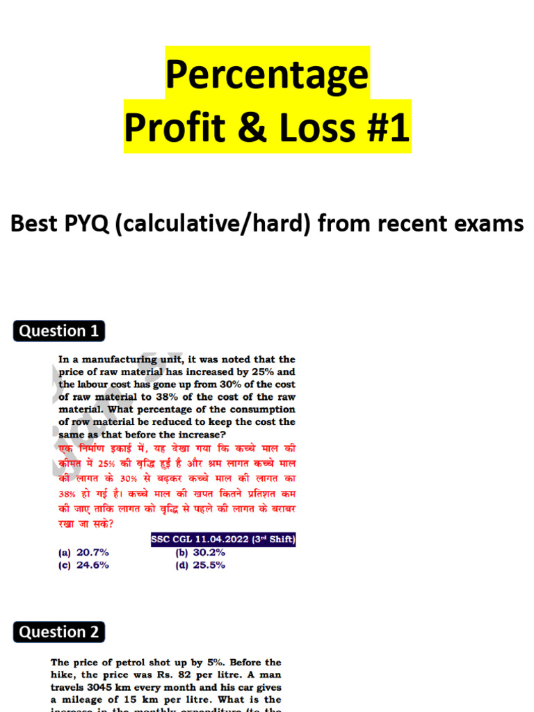 Percentage & Profit Loss | PDF | Standardized Tests | Qualifications