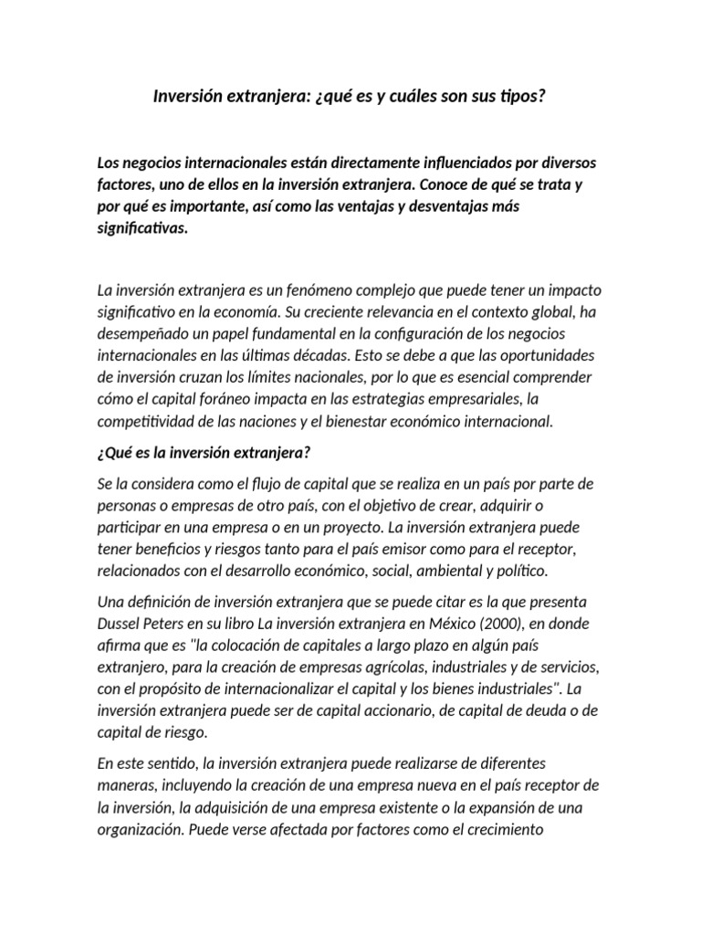 5 Inversión Extranjera | PDF | La inversión extranjera directa ...