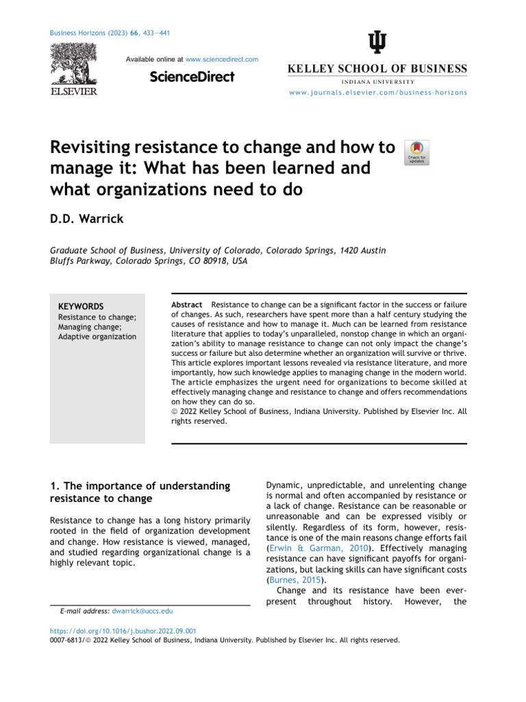 Managing Resistance to Change Effectively | PDF | Incentive | Change ...