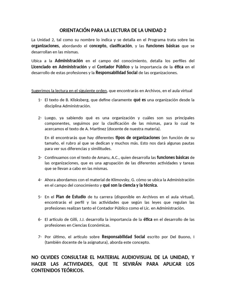 1-Unidad 2 Orientacion para La Lectura Schulman D-1 | PDF
