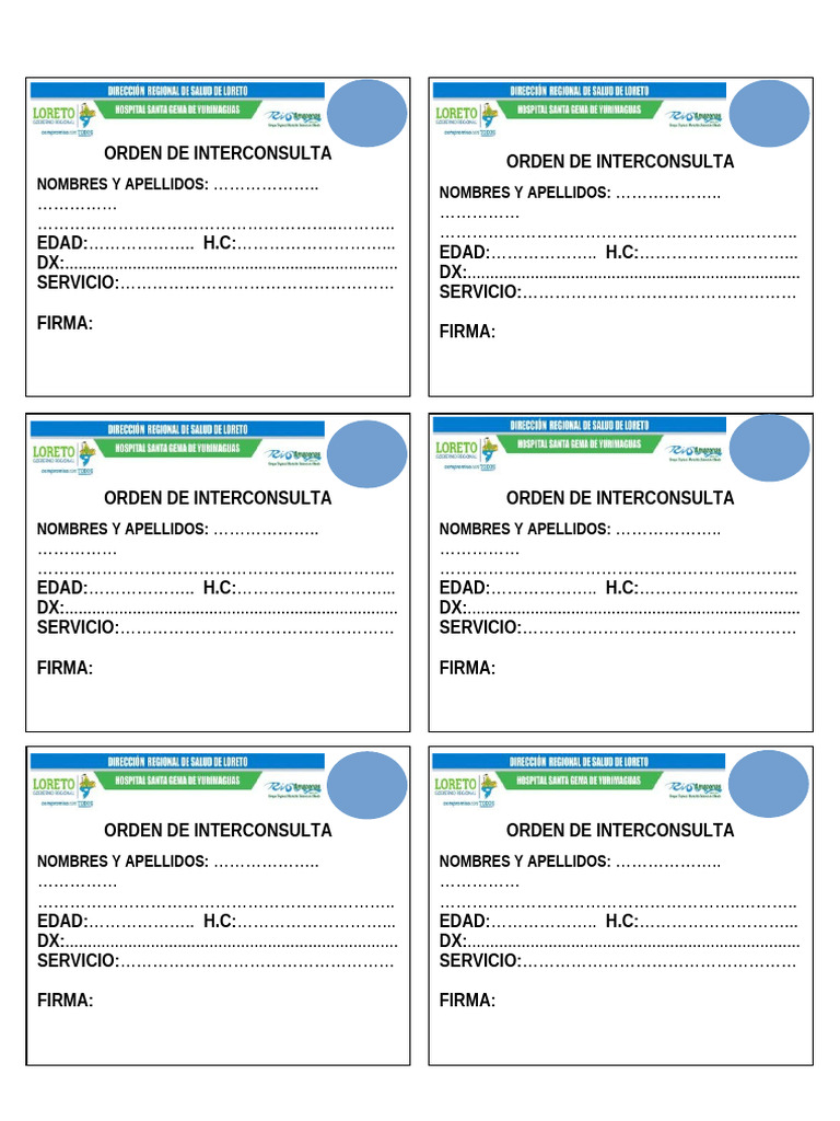 Orden de Interconsulta Médica | PDF