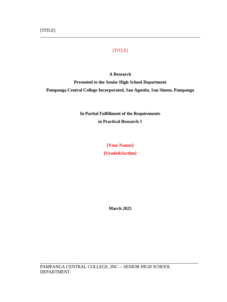1 Title Page Template Format | PDF