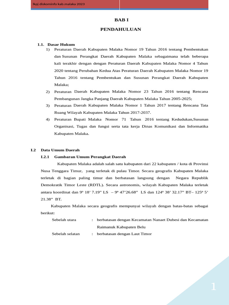 LKPJ Dinas Komunikasi Dan Informatika Kabupaten Malaka Tahun 2023 | PDF