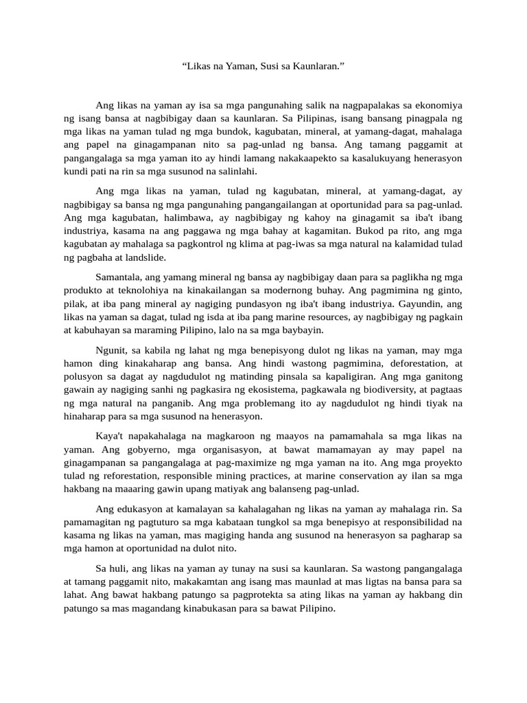 Likas Na Yaman-Araling Panlipunan | PDF