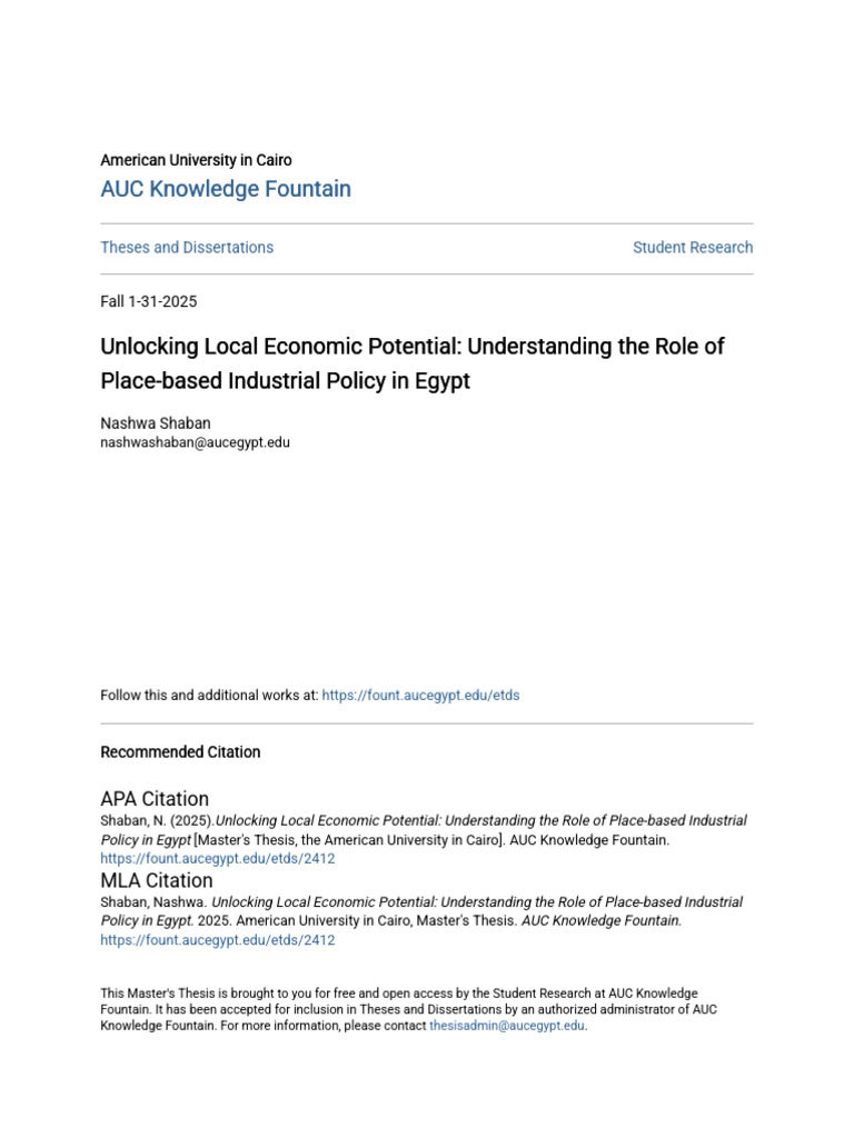 Unlocking Local Economic Potential - Understanding The Role of Pla ...