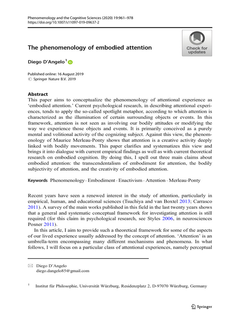 Phenomenology of Conscious Attention | PDF | Experience | Phenomenology ...