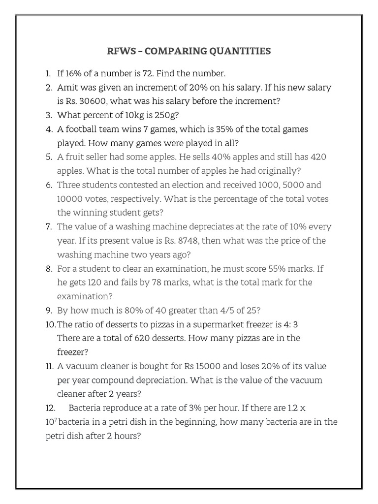Comparing Quantities | PDF
