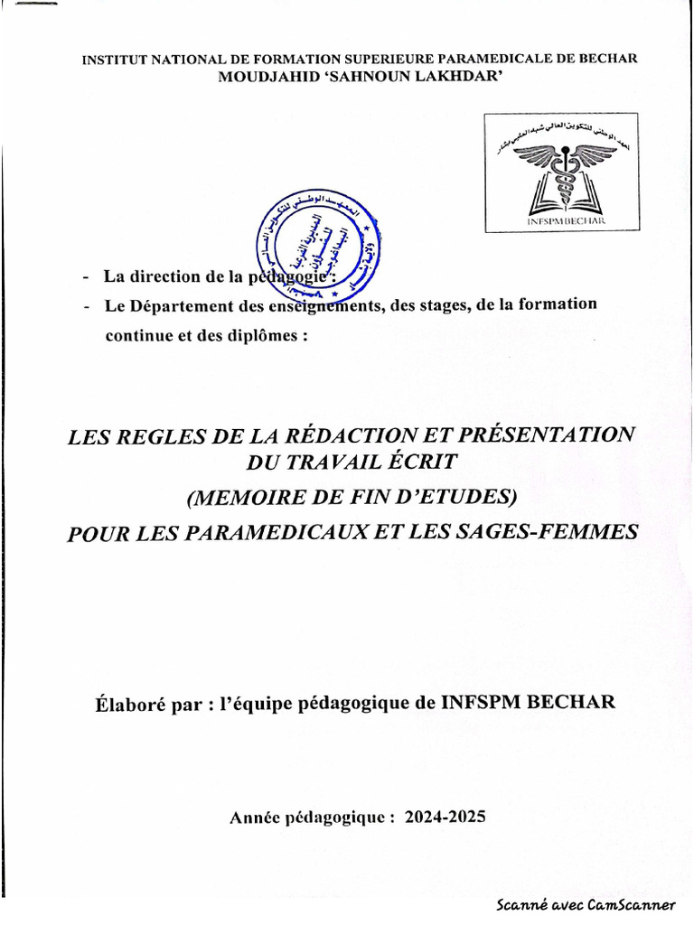 Les Règles de Réalisation D'une Mémoire de Fin D'études Infirmiers | PDF