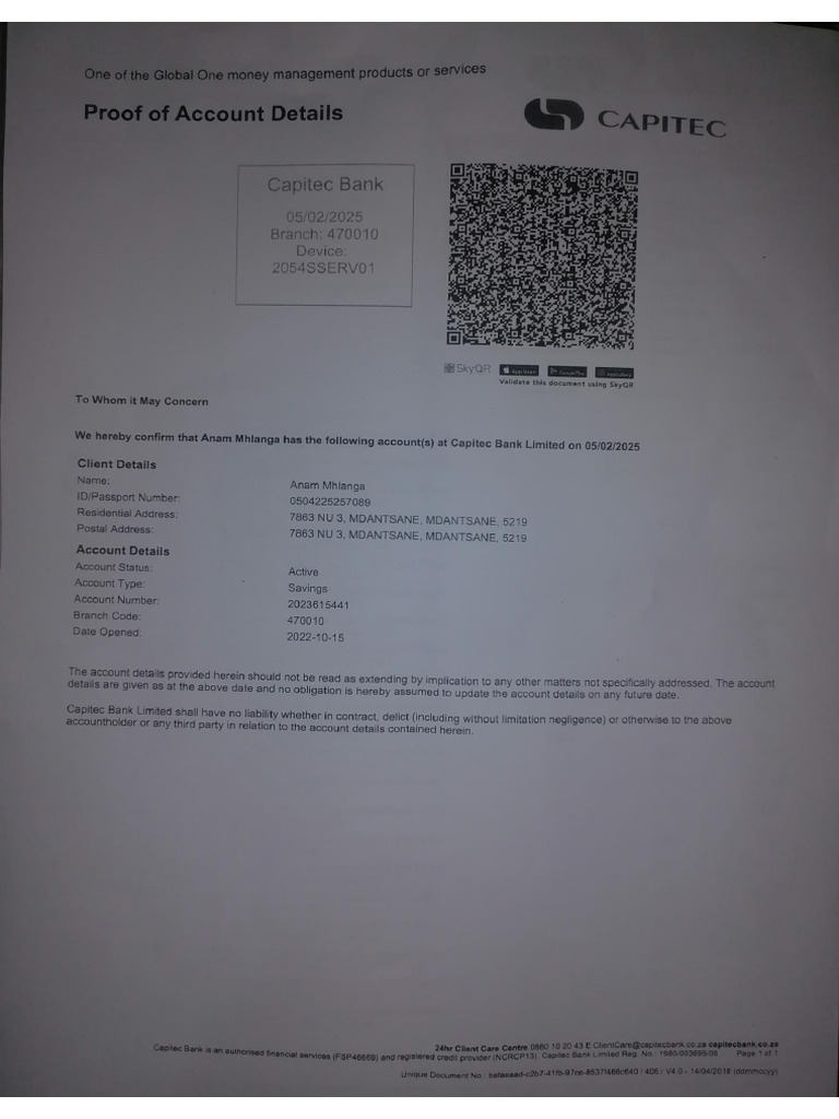 Proof of Account | PDF