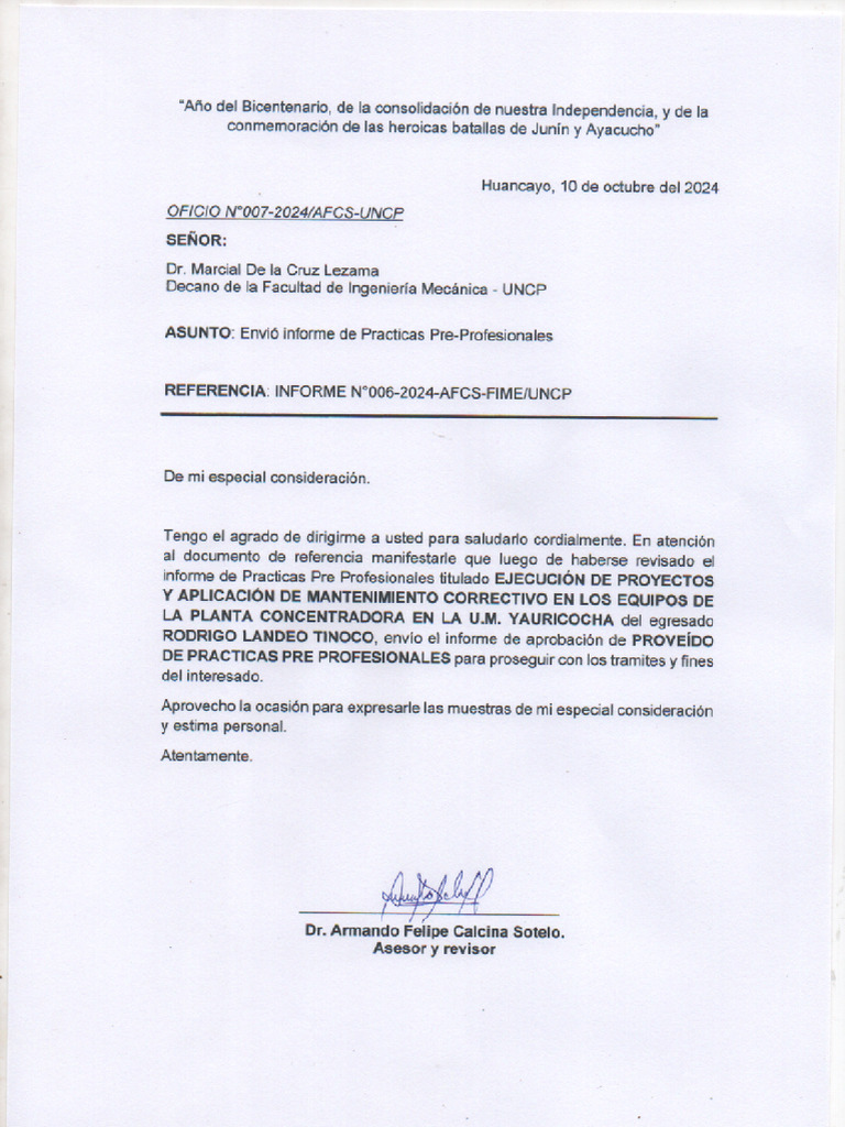 Informe - Rodrigo Landeo Tinoco - Practicas Pre Profesionales | PDF | Fractura | Business