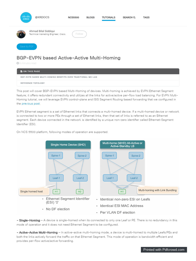 Xrdocs Io ncs5500 Tutorials BGP Evpn Configuration Ncs 5500 Part 2 | PDF | Network Topology ...