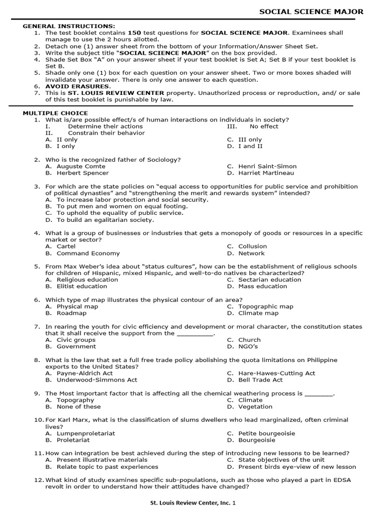 Social Science Major Test Guide | PDF | Sampling (Statistics) | Taxes