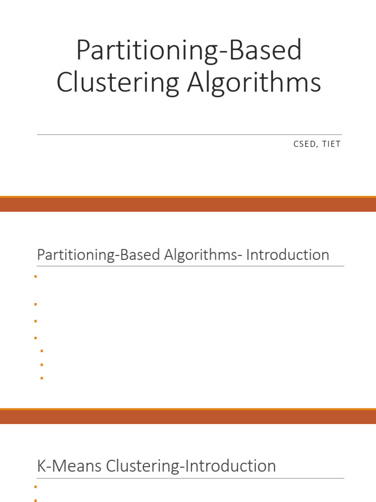 19.1. Partitioning-Based Clustering Algorithms | PDF | Cluster Analysis ... 19.1. Partitioning-Based Clustering Algorithms | PDF | Cluster Analysis ...