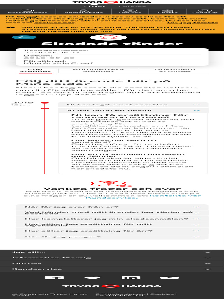 HTTPSWWW - Trygghansa.sekundserviceinloggad Privatmina Skadorpagesmina Skador - Aspx | PDF