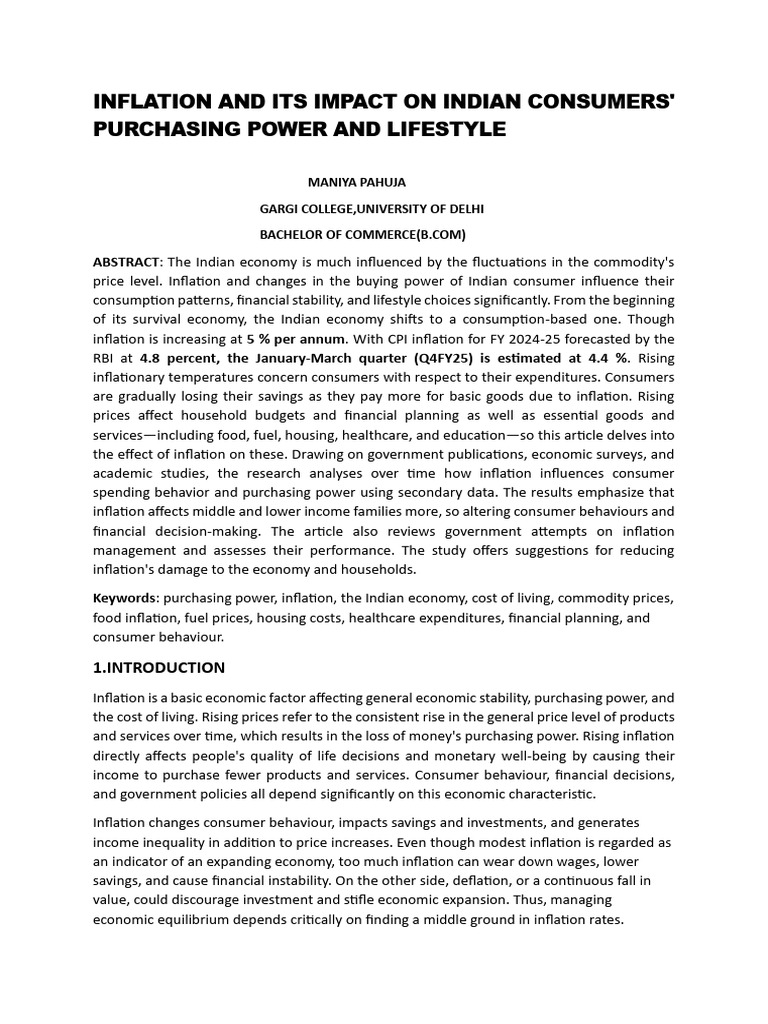 Inflation and It's Impact On Consumer Purchasing Power and Lifestyle ...