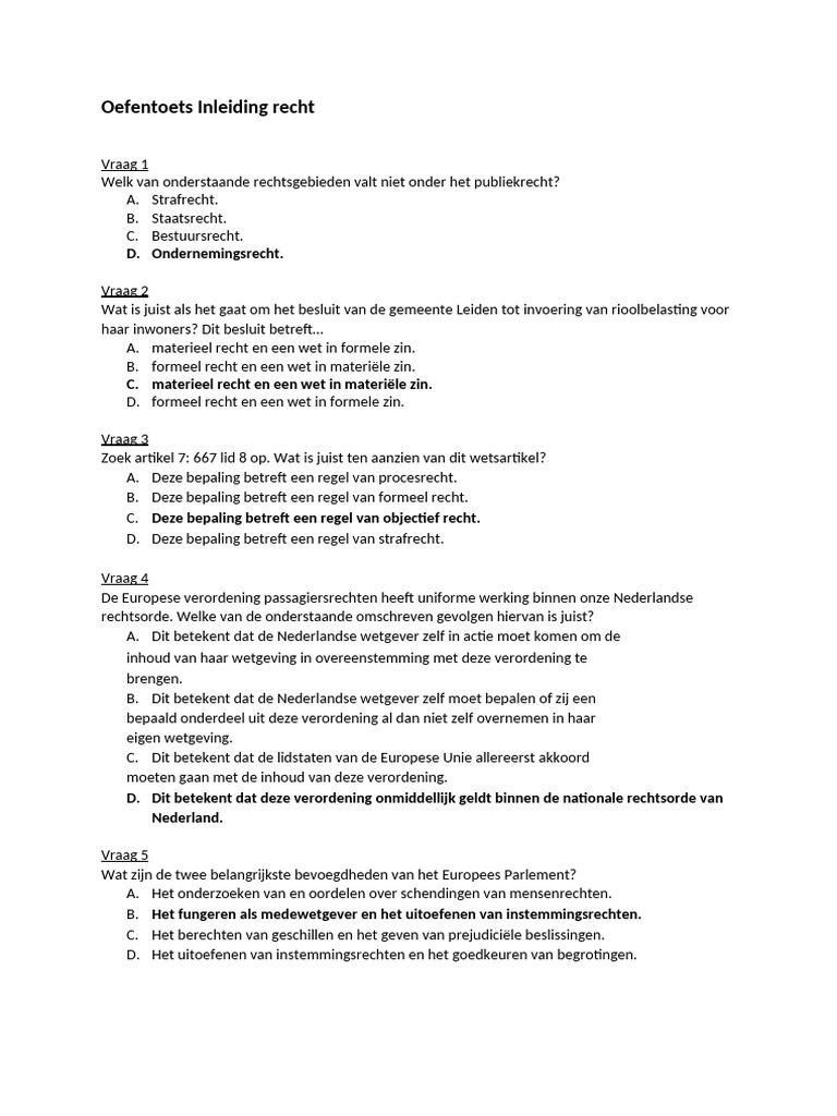Oefentoets - Antwoordmodel | PDF