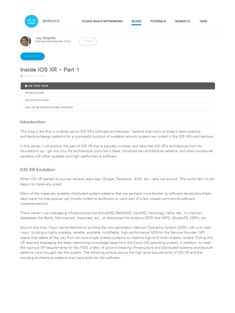 Xrdocs Io Cloud Scale Networking Blogs Ios XR Evolution Part1 | PDF | Replication (Computing ...